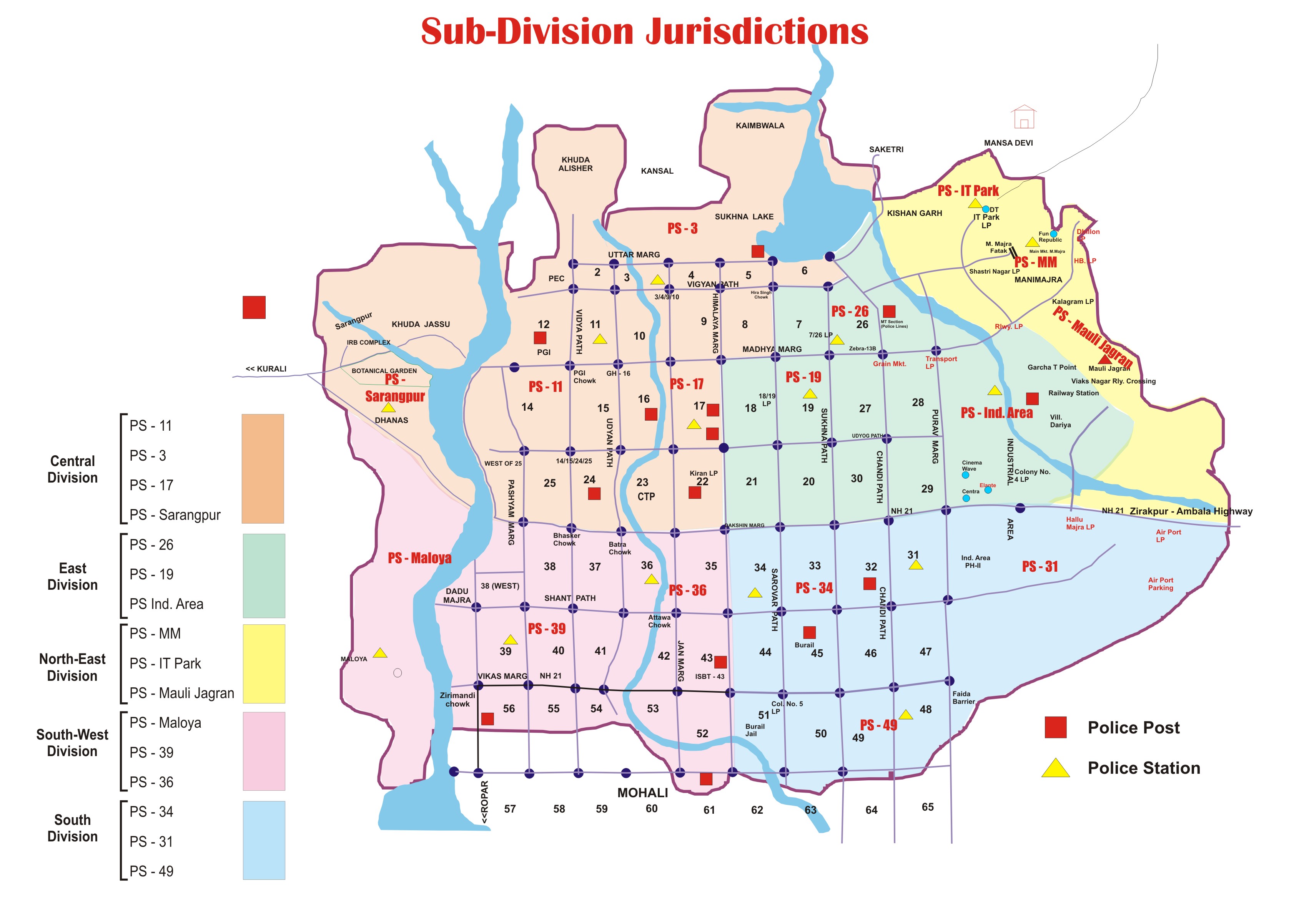 Police Stations Jurisdiction Map Chandigarh Police - We care for you